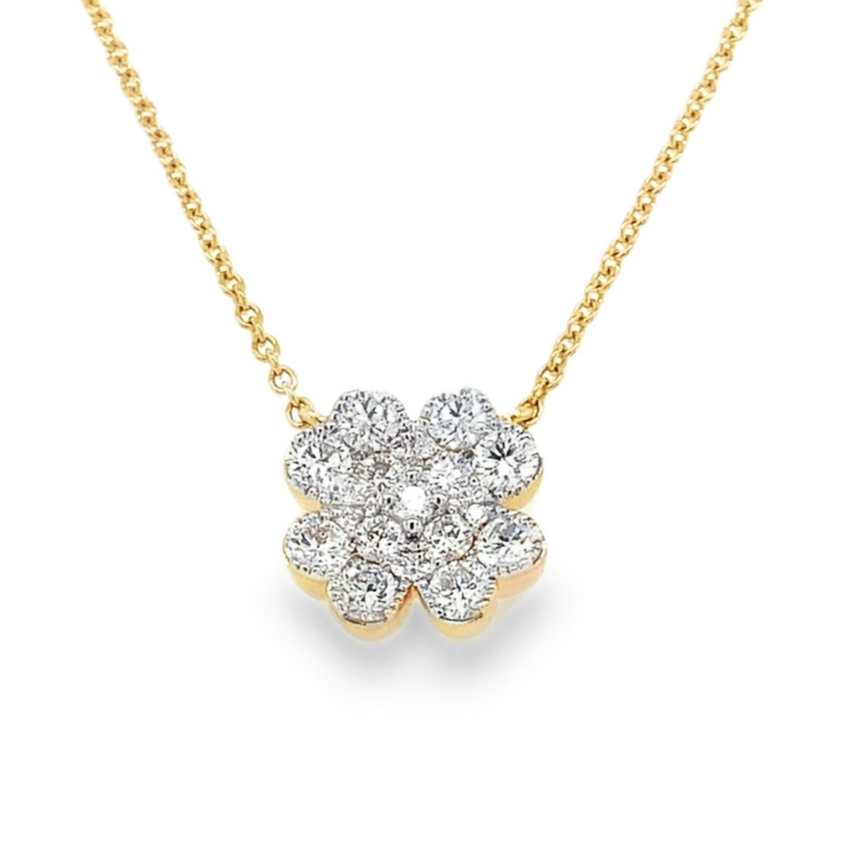 Afarin Collection Clover shaped Diamond Pave Neckalce 0.68ctw Set in 1 ...
