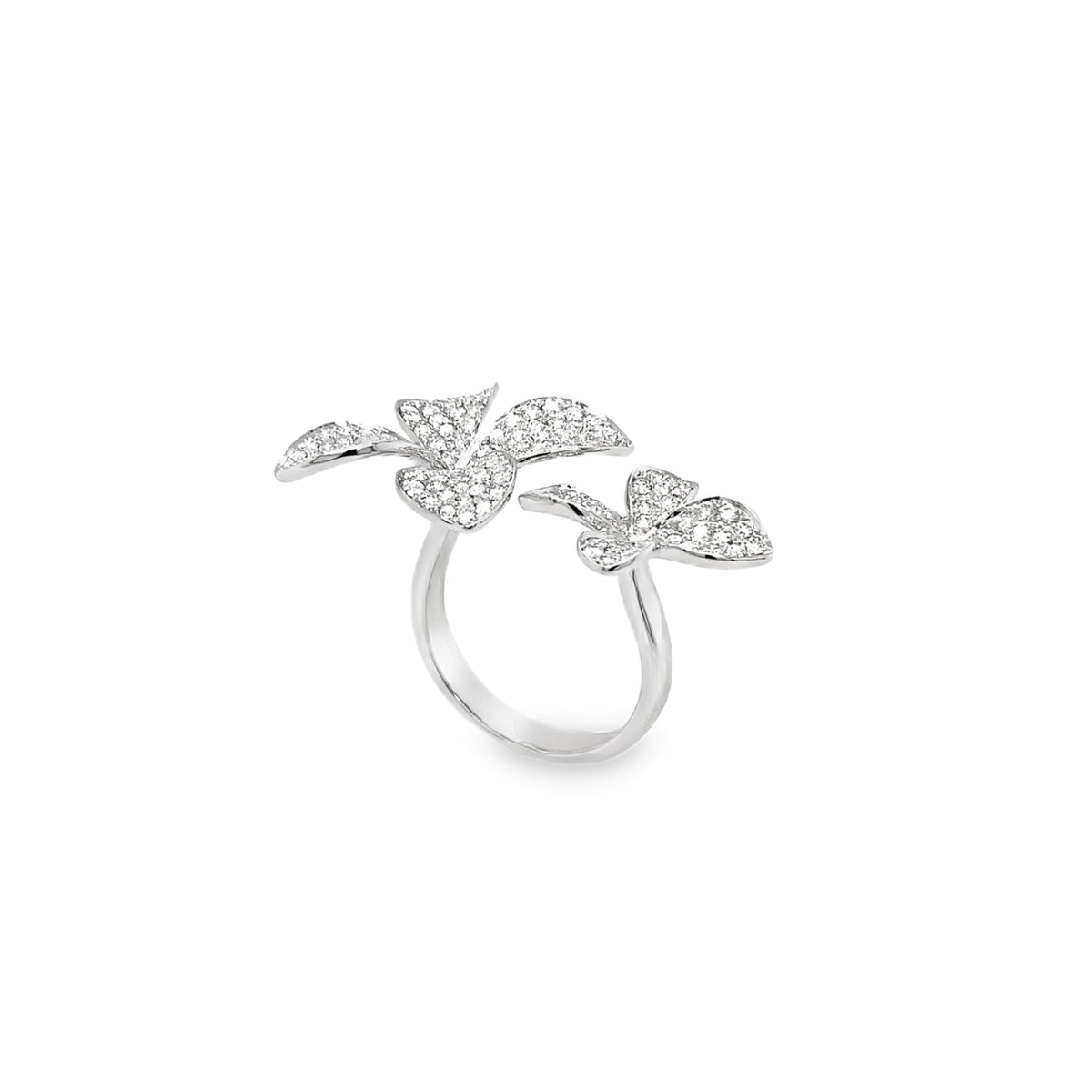 Afarin Collection Pavé Diamond Flower Ring in 18 Karat White Gold ...