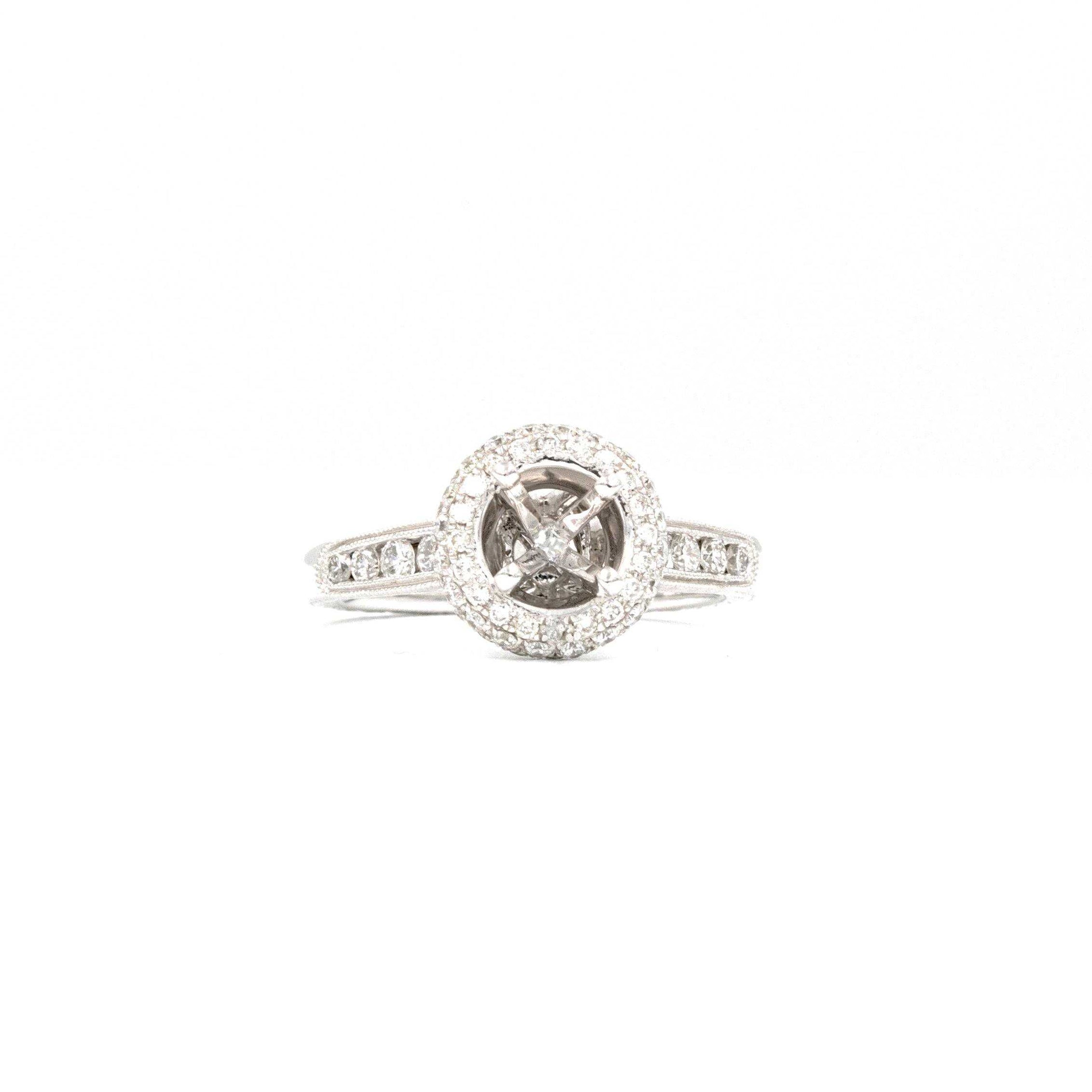 Costar Antique Filigree Halo Semi Mounting Diamonds Equals to .75ctw 1 ...