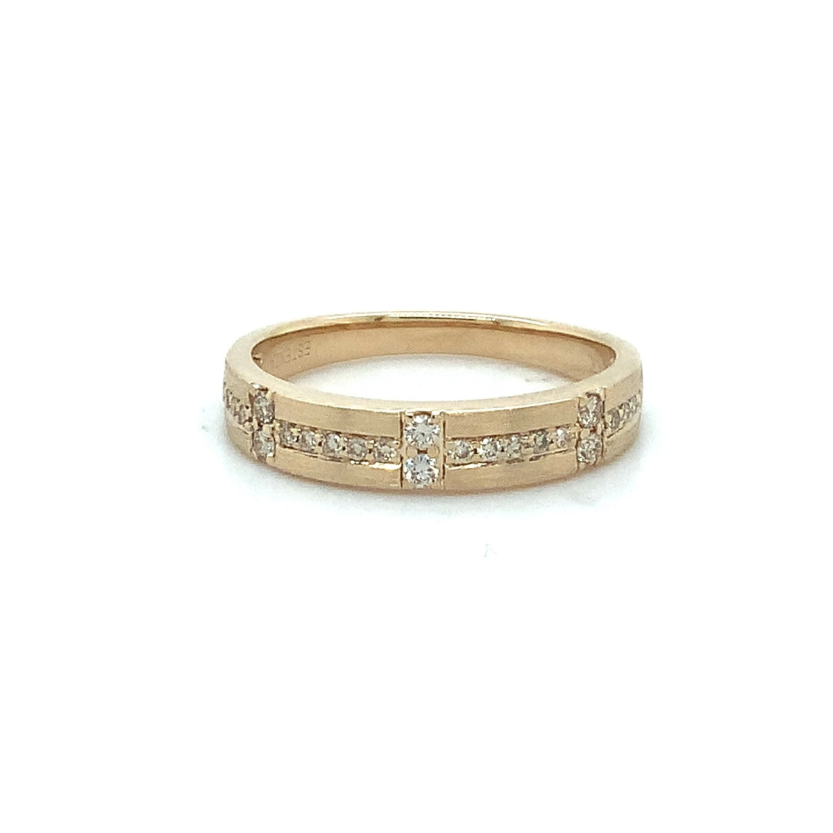 Stackable Diamond Wedding Band in 14K Yellow gold. Matte Finish.– Blacy ...