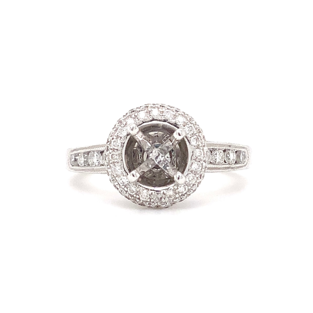 Costar Antique Filigree Halo Semi Mounting Diamonds Equals to .75ctw 1 ...