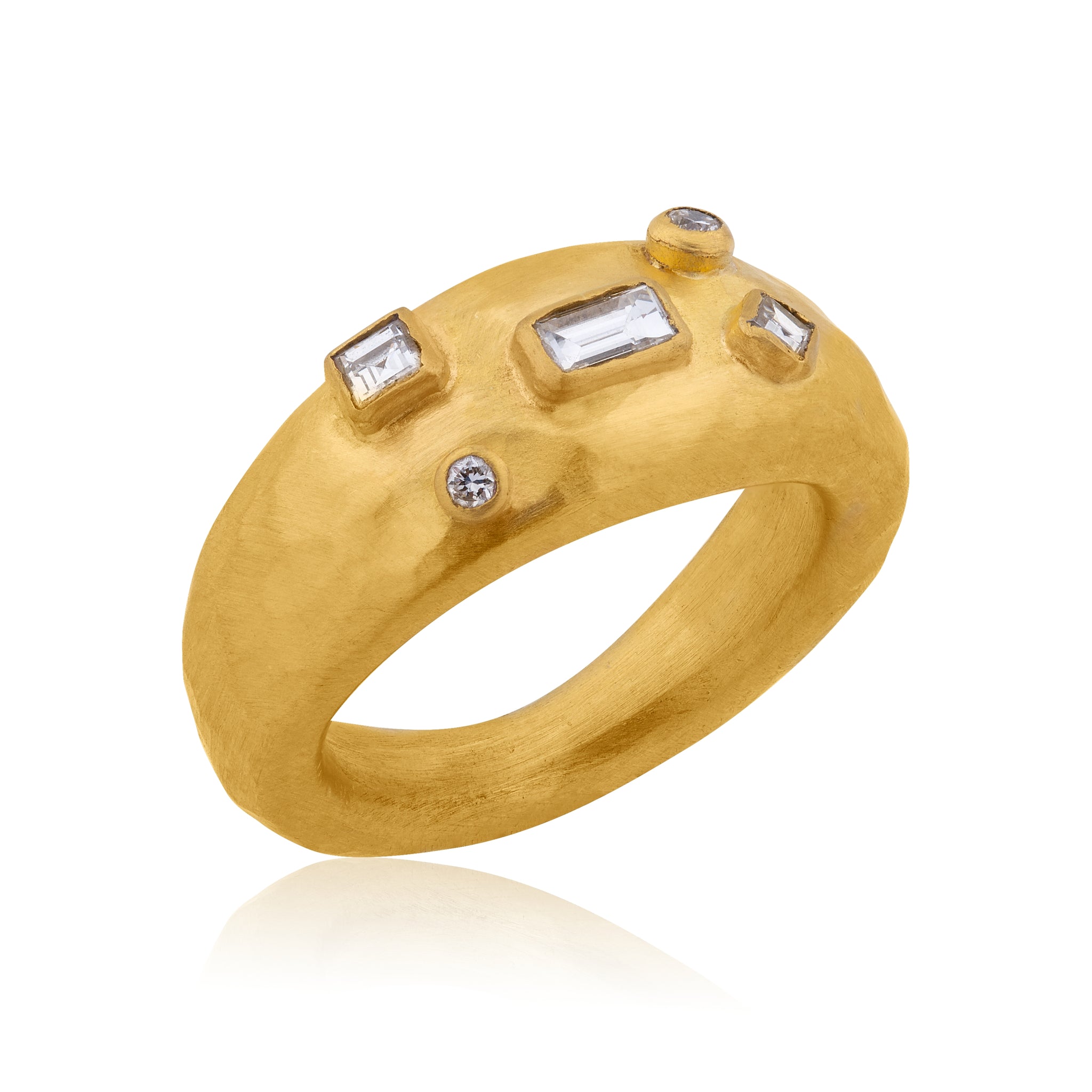 Lika Behar Substance Collection Multi-Cut Diamond Band Hammered 24K Go ...