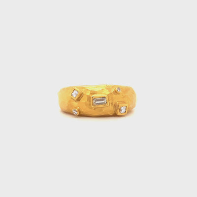 Lika Behar Substance Collection Multi-Cut Diamond Band Hammered 24K Go ...